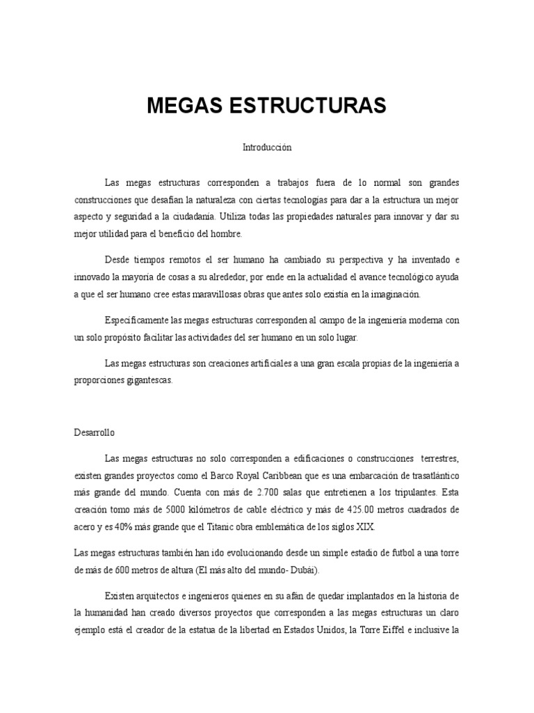 Ensayo Megaestructuras | PDF | Ingeniería | Ecuador