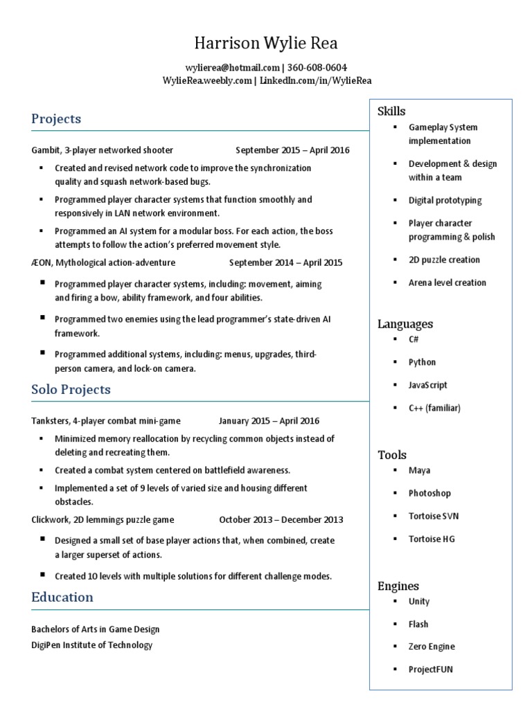 Resume Wylie Rea | PDF | Technology & Engineering