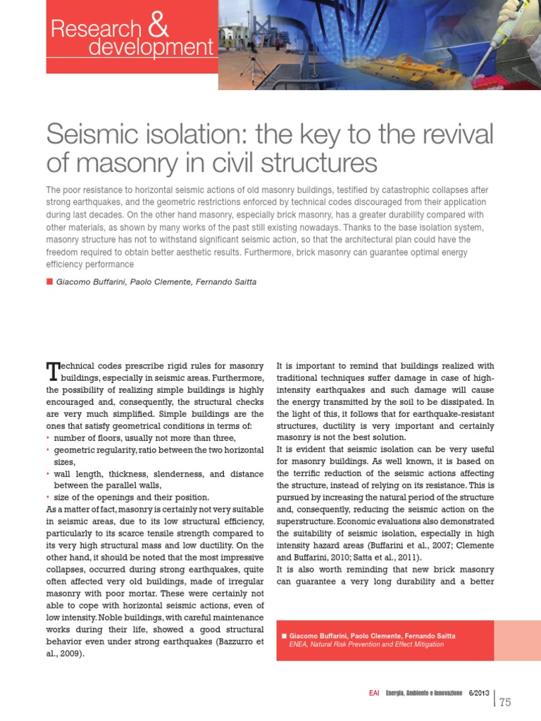Seismic Isolation: The Key To The Revival of Masonry in Civil ...
