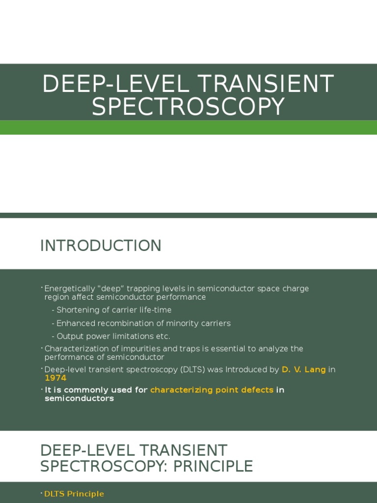 Deep-Level Transient Spectroscopy Guide | PDF