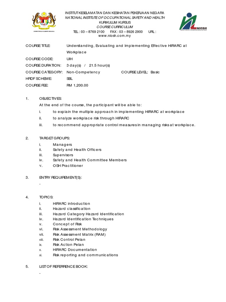 Understanding, Evaluating and Implementing Effective HIRARC at ...
