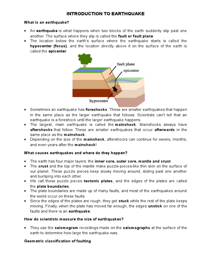 Introduction To Earthquake Pdf Earthquakes Fault Geology