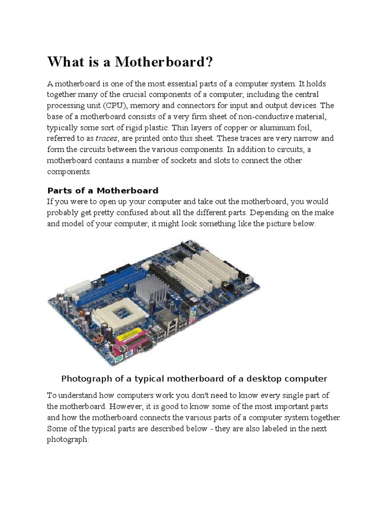 Motherboard Components Explained | PDF | Digital Electronics | Personal ...