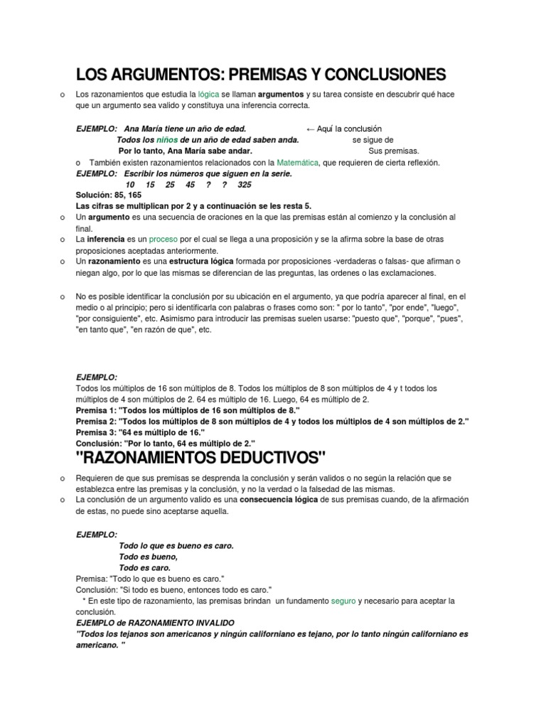 Premisas y Conclusiones en Argumentos | PDF | Argumento | Razón