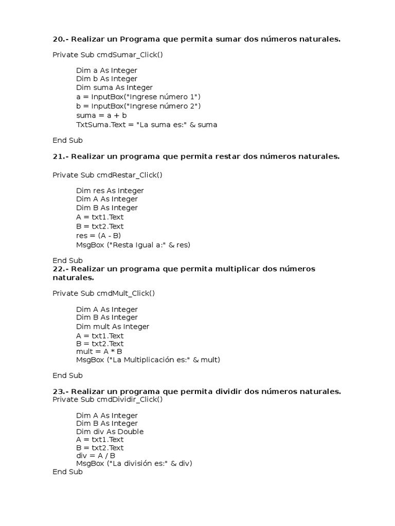100 Ejercicios de Visual Basic | Descargar gratis PDF | Triángulo ...