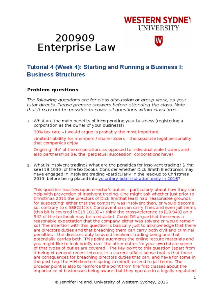 Module Two (Business Structures) - Outline Answers | PDF | Franchising ...