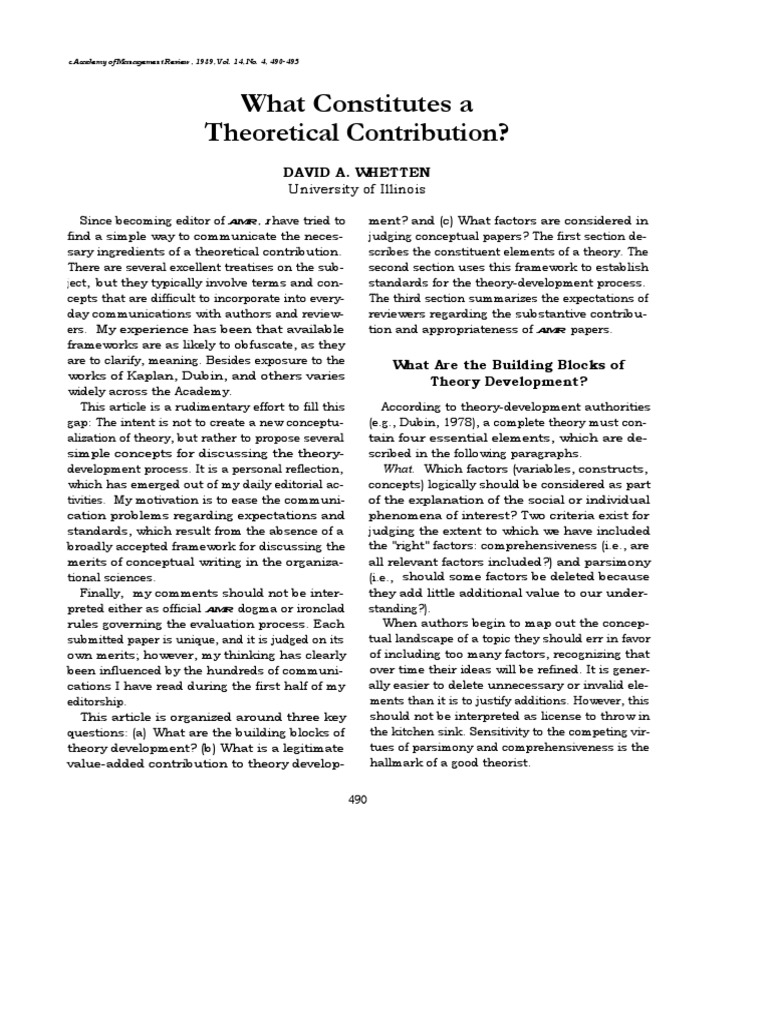 Lectura 2 - What Constitutes A Theoretical Contribution | PDF | Theory ...