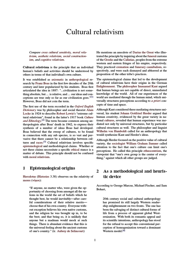 Cultural relativism.pdf | Franz Boas | Relativism