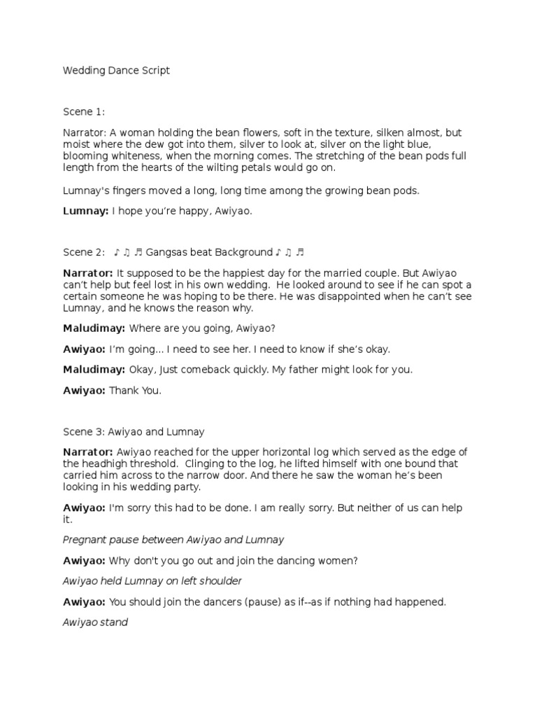 Wedding Dance Script