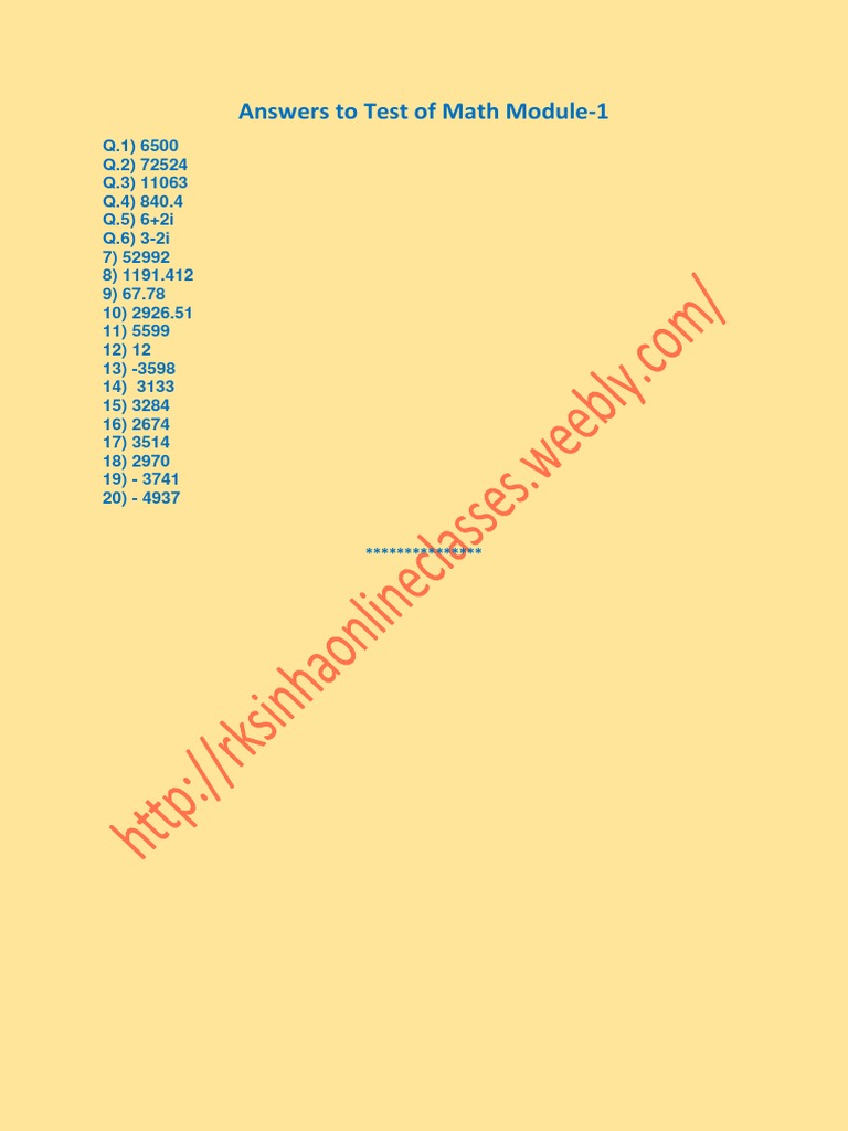 Answers To Test of Math Module-1 | PDF