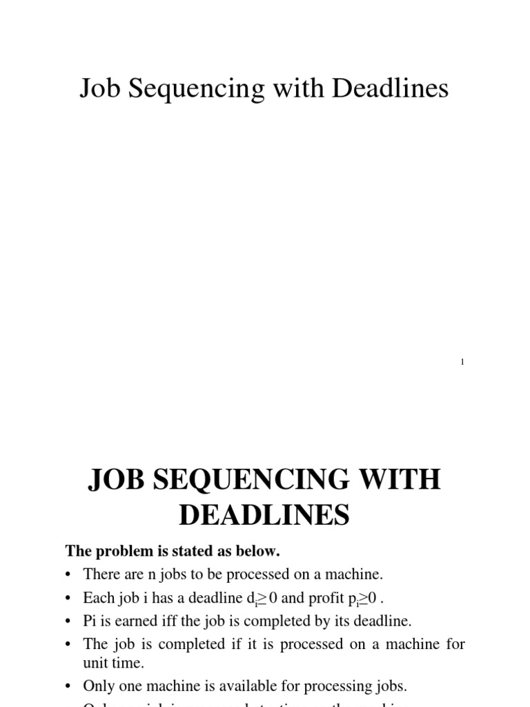 Job Sequencing With Deadlines Applied Mathematics Mathematical Analysis 