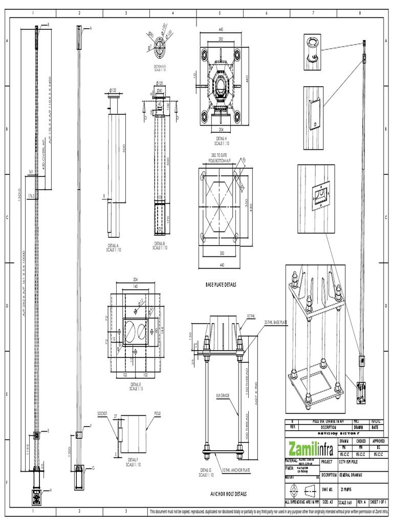 Section D-D SCALE 1: 10: Base Plate Details | PDF