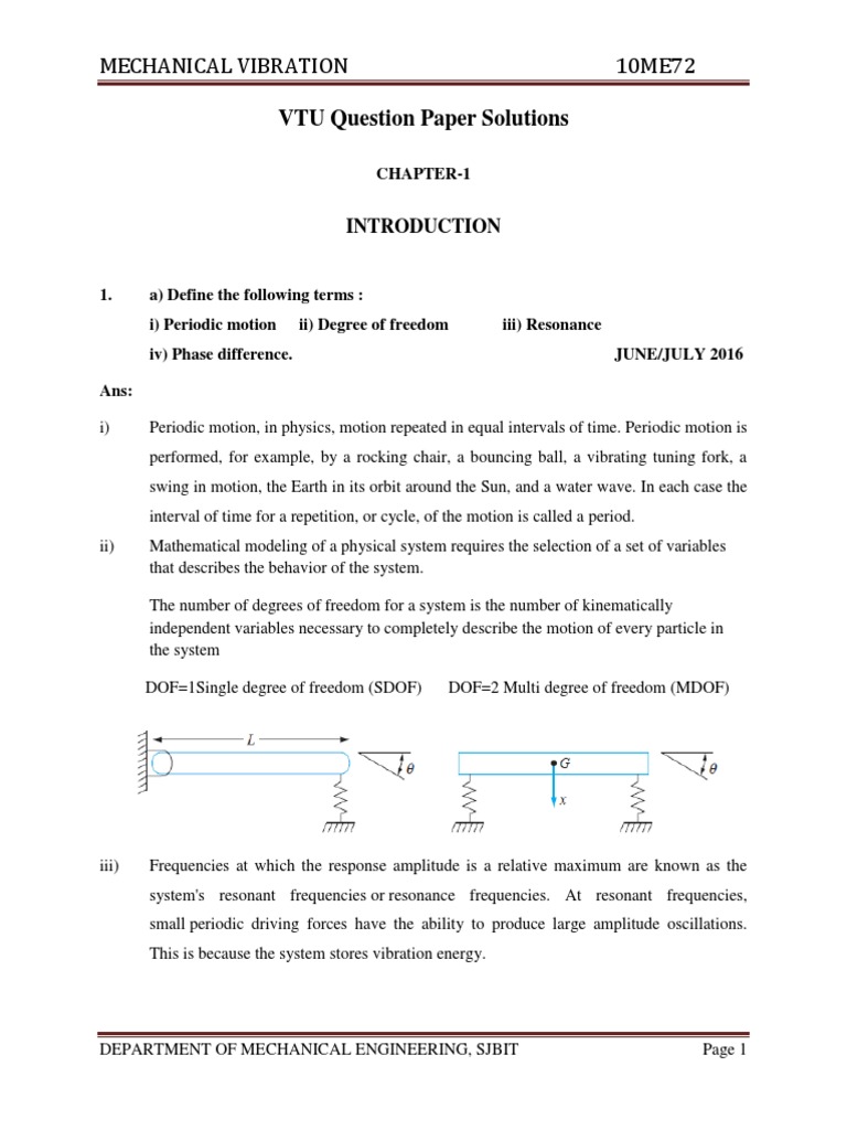 VTU Mechanical Vibration Solutions | PDF | Automation | Oscillation