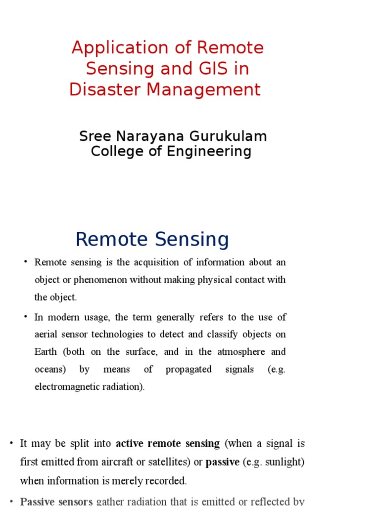 Application of Remote Sensing and GIS in Disaster Management | Download Free PDF | Remote ...