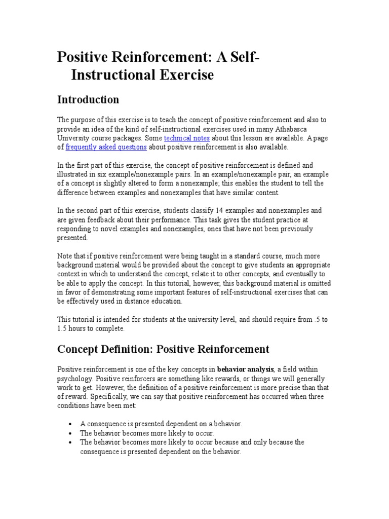 Positive Reinforcement | PDF | Reinforcement | Action (Philosophy)
