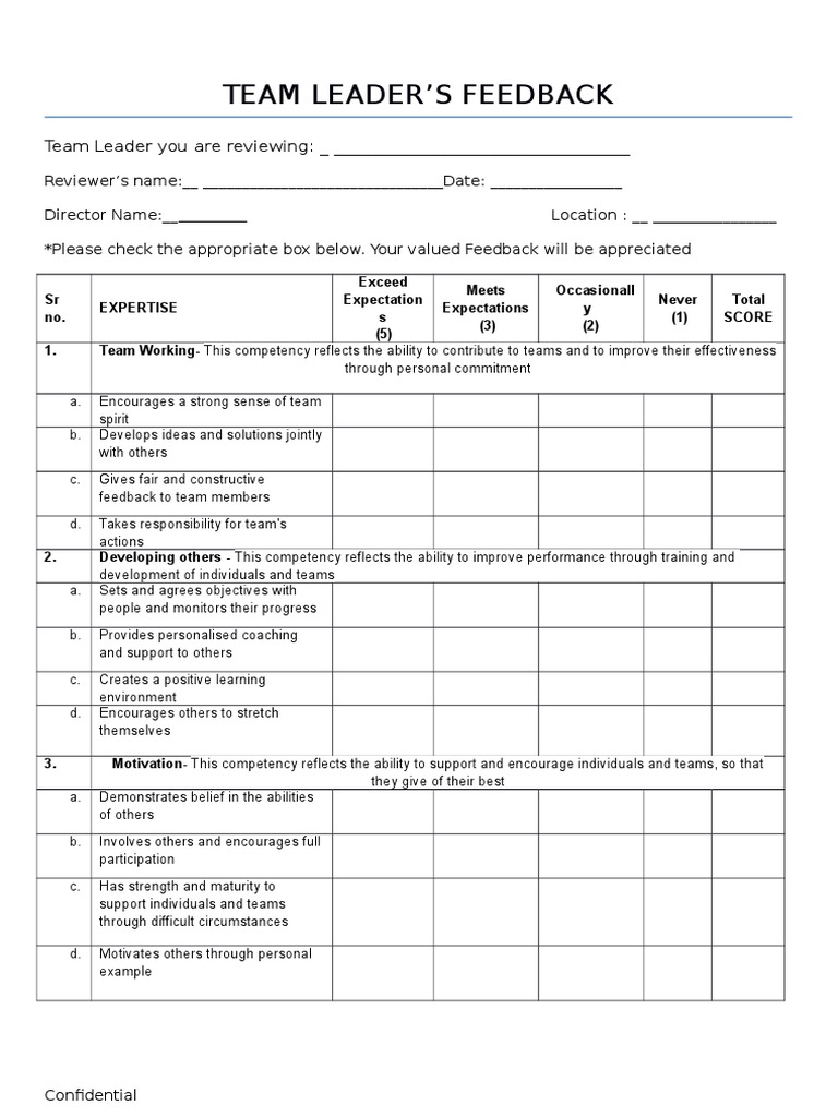 TL Feedback Form | PDF