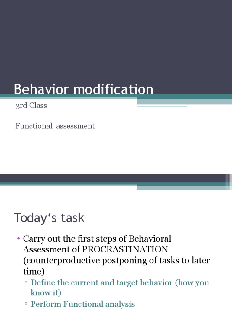 Behavior Modification: 3rd Class Functional Assessment | PDF ...