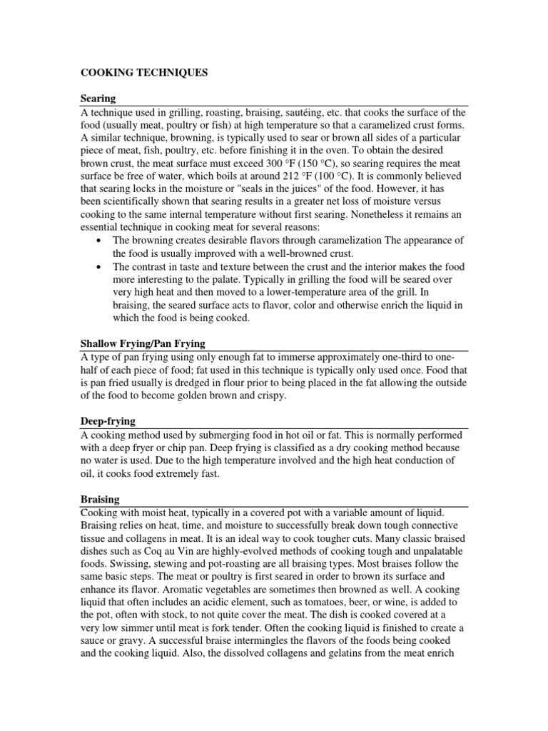 Basic Cooking Techniques | PDF | Roasting | Grilling