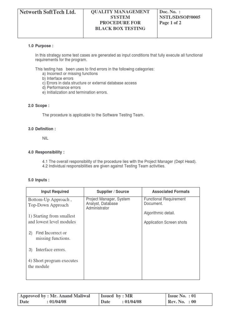 Black Box Testing | PDF | Software Testing | Top Down And Bottom Up Design
