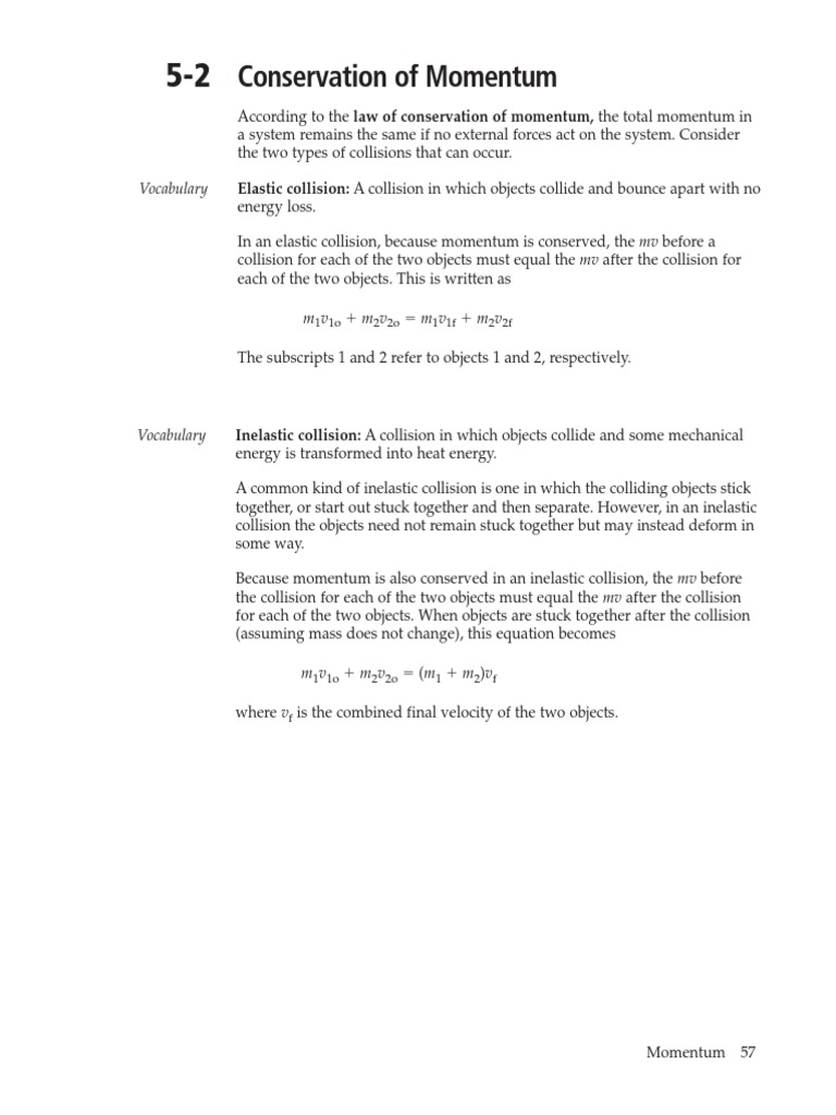 Conservation of Momentum Worksheet Answers | PDF | Collision | Momentum