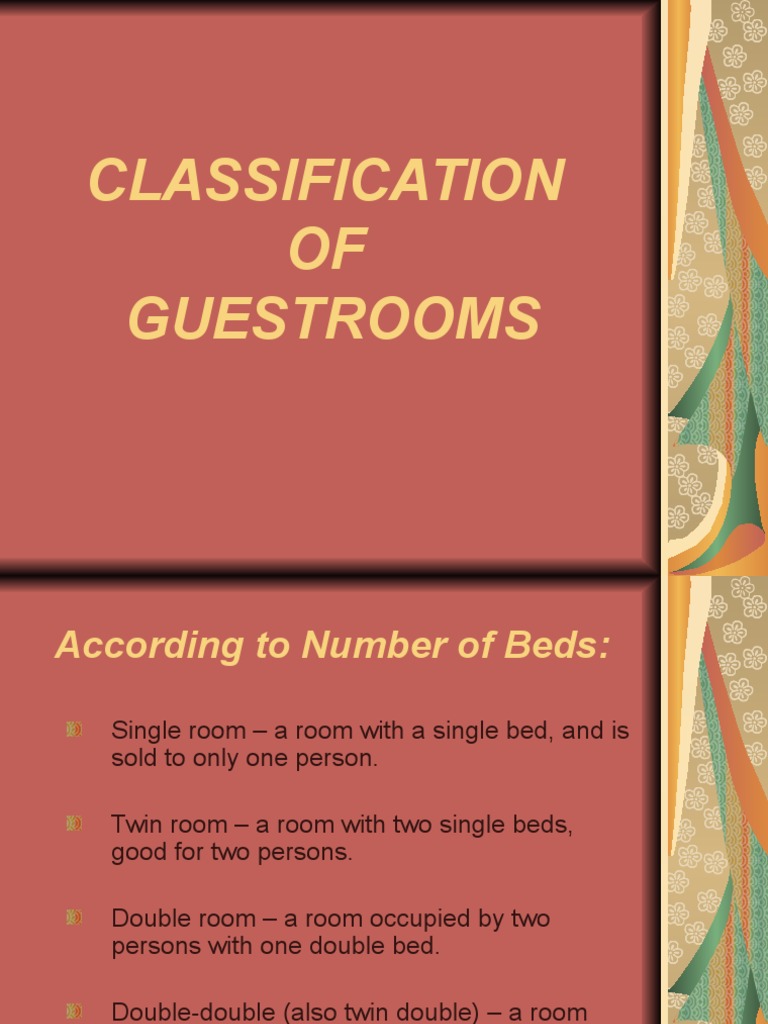 Classification of Guestrooms | PDF | Bed | Bedroom