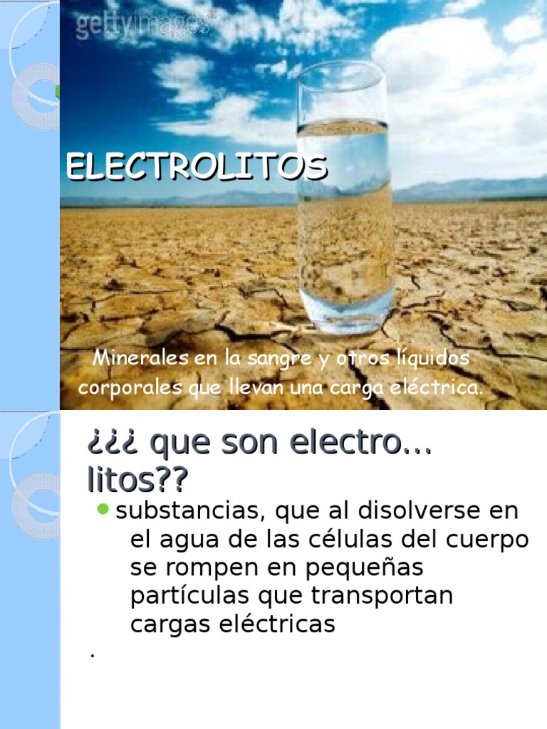 ELECTROLITOS | PDF | Sodio | Electrólito
