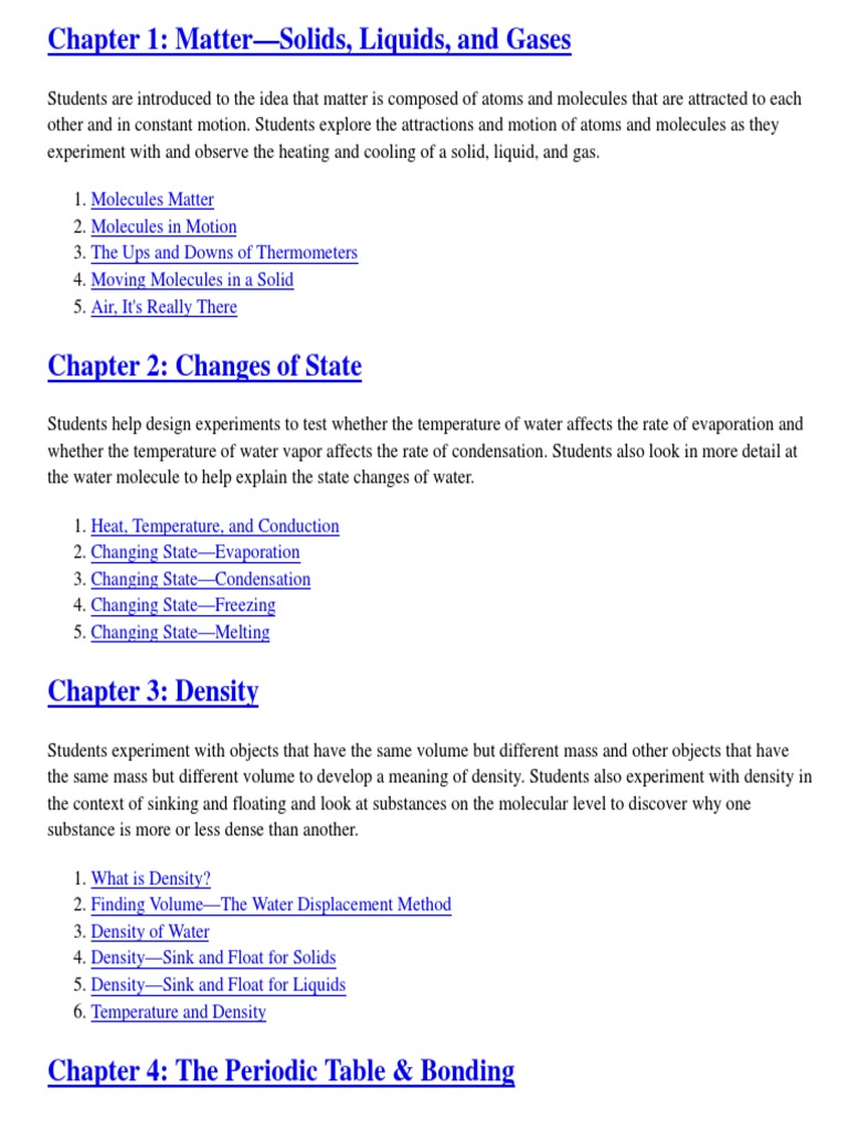 Middle School Chemistry Curriculum Overview | PDF | Properties Of Water ...