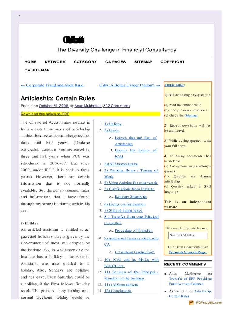 32 Articleship Certain Rules | PDF | Business
