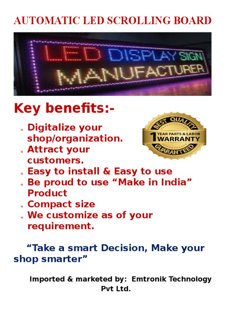 Automatic Led Scrolling Board | PDF