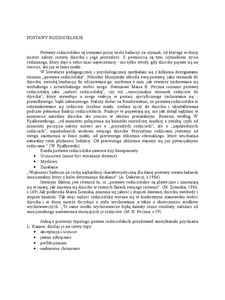 Postawy Rodzicielskie | PDF