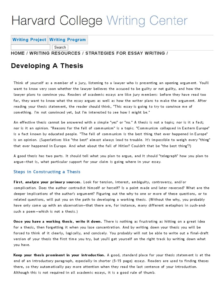Developing A Thesis | PDF | Michael Dukakis | Essays