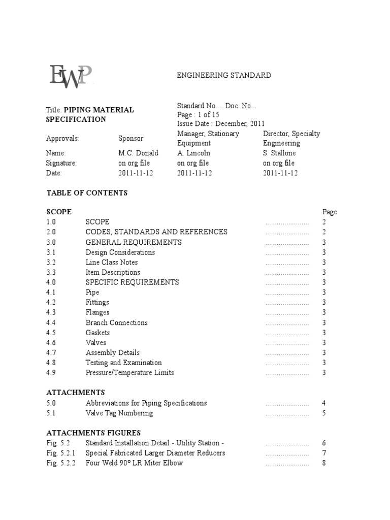 Piping Material Specification | PDF | Pipe (Fluid Conveyance) | Valve