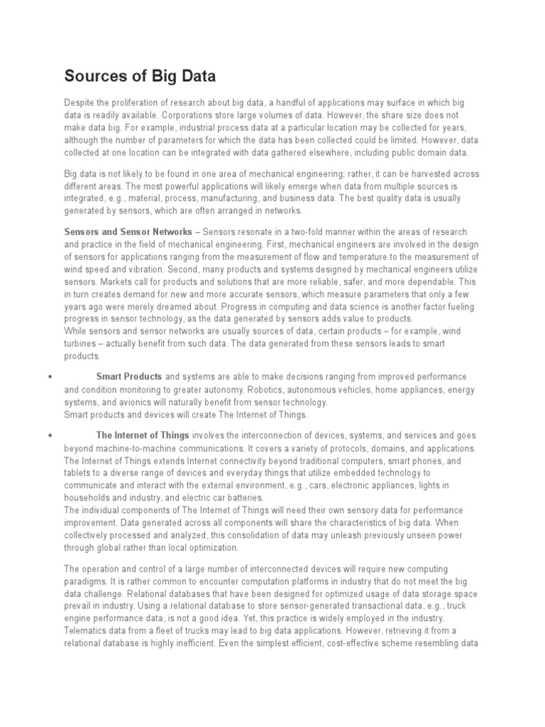 Sources of Big Data | PDF | Internet Of Things | Big Data