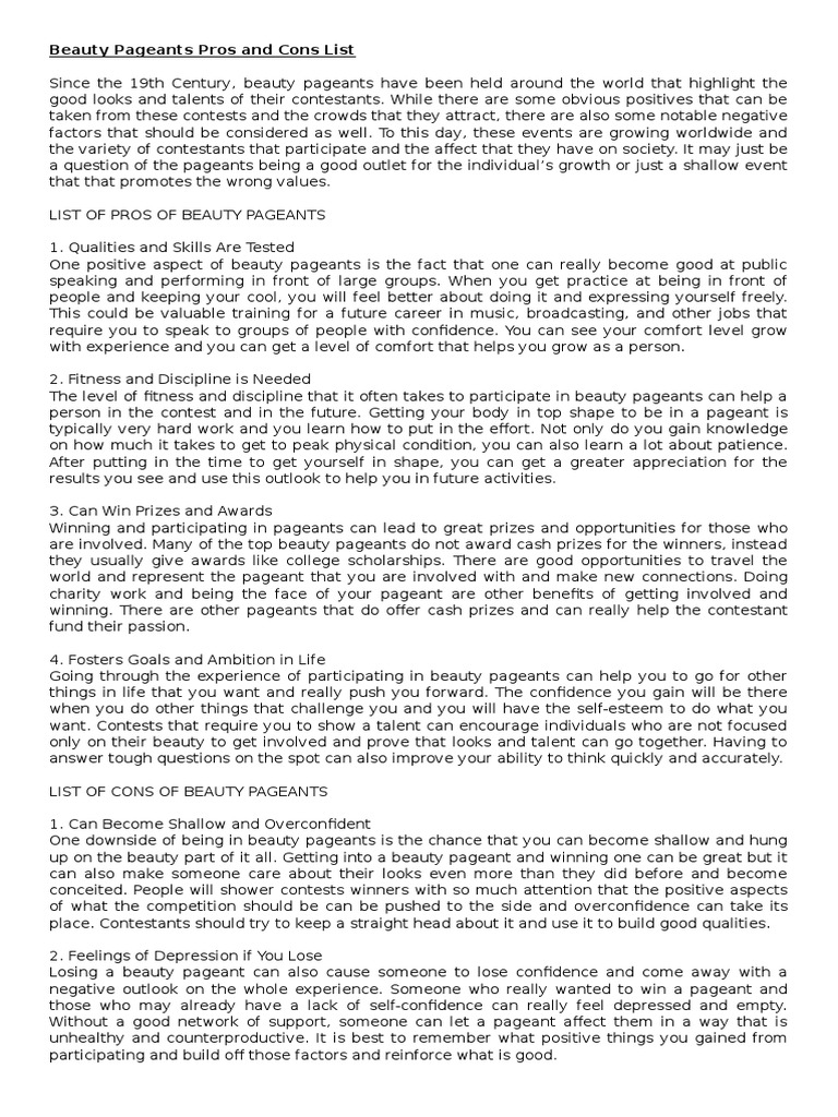 7 Beauty Pageants Pros and Cons List | Competition | Beauty