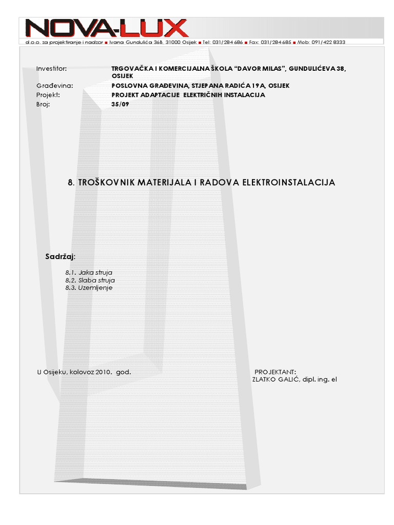 Tro (Kovnik Elektroinstalacija | PDF