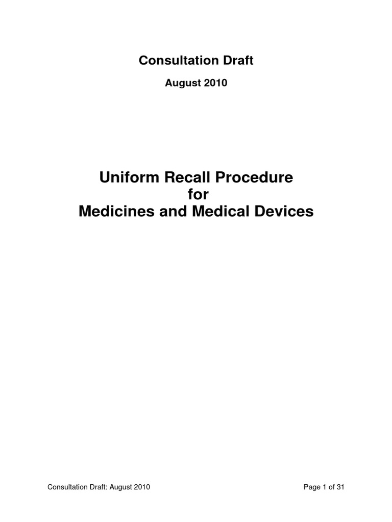 Recall Guidelines | Download Free PDF | Medical Device | Pharmacy