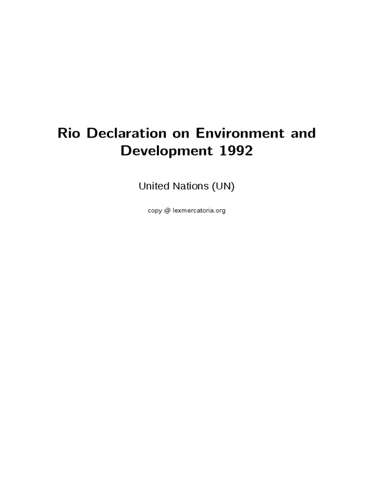 Rio Declaration | Sustainability | Sustainable Development