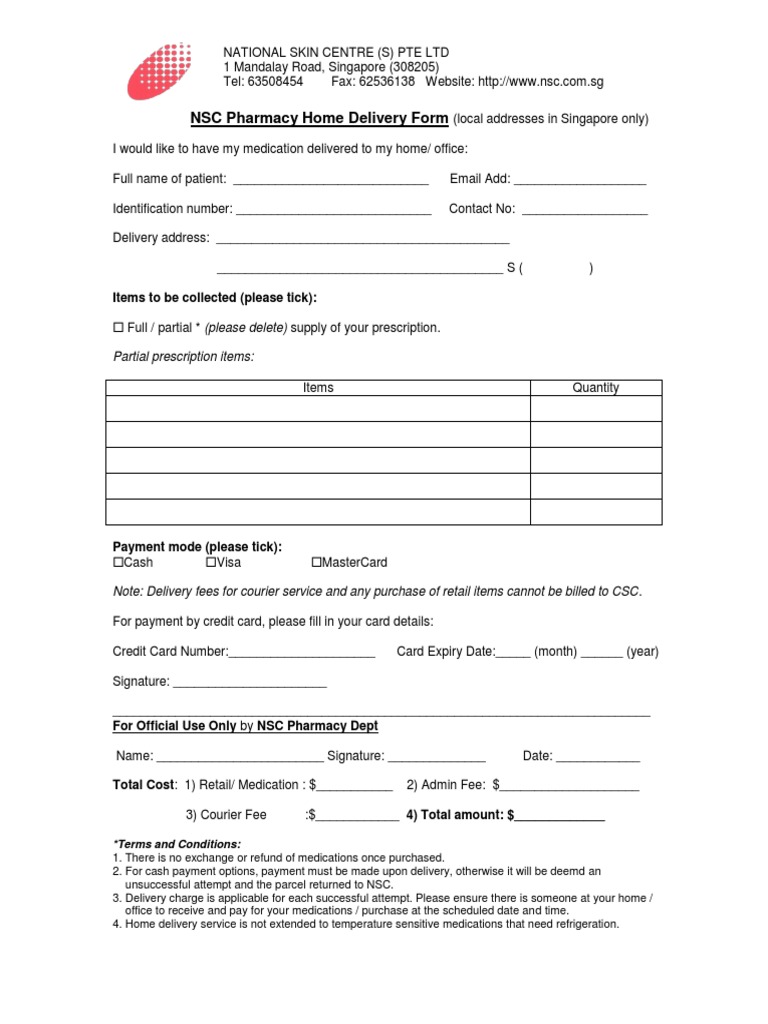 Pharmacy Home Delivery Form v5 | PDF