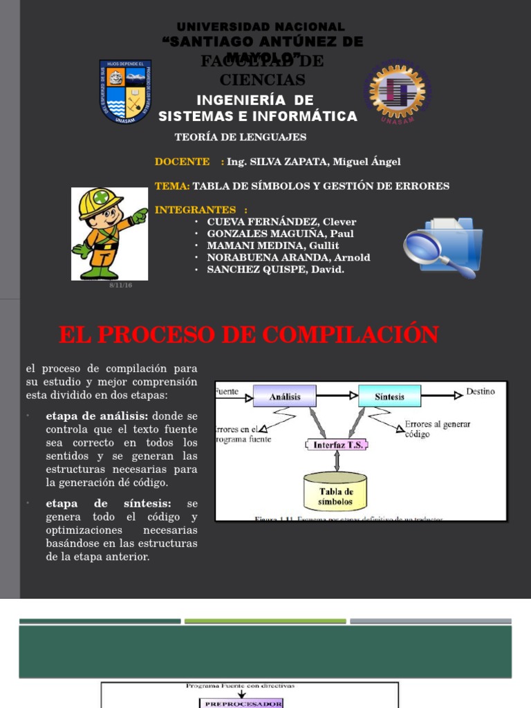 Tabla de Simbolos y Gestion de Errores | PDF | Compilador | Lenguaje de ...