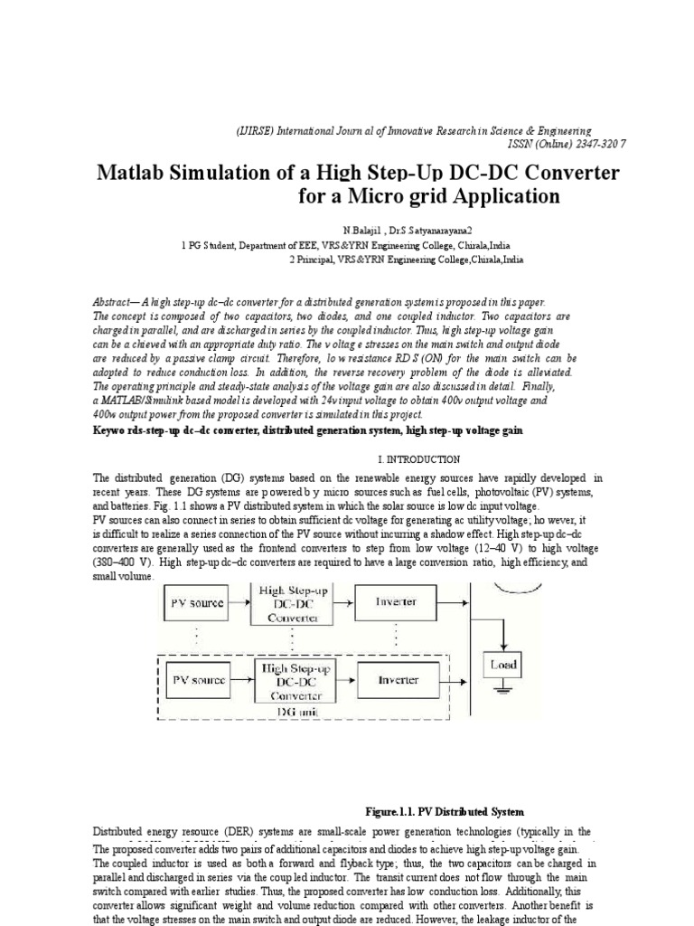 Matlab Simulation of High Step-Up DC-DC Converter | PDF | Power ...