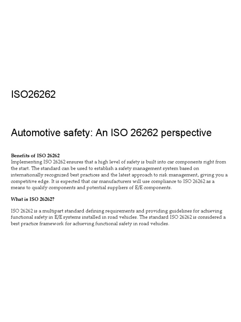 ISO 26262: Automotive Functional Safety Guide | PDF | Safety | Systems ...