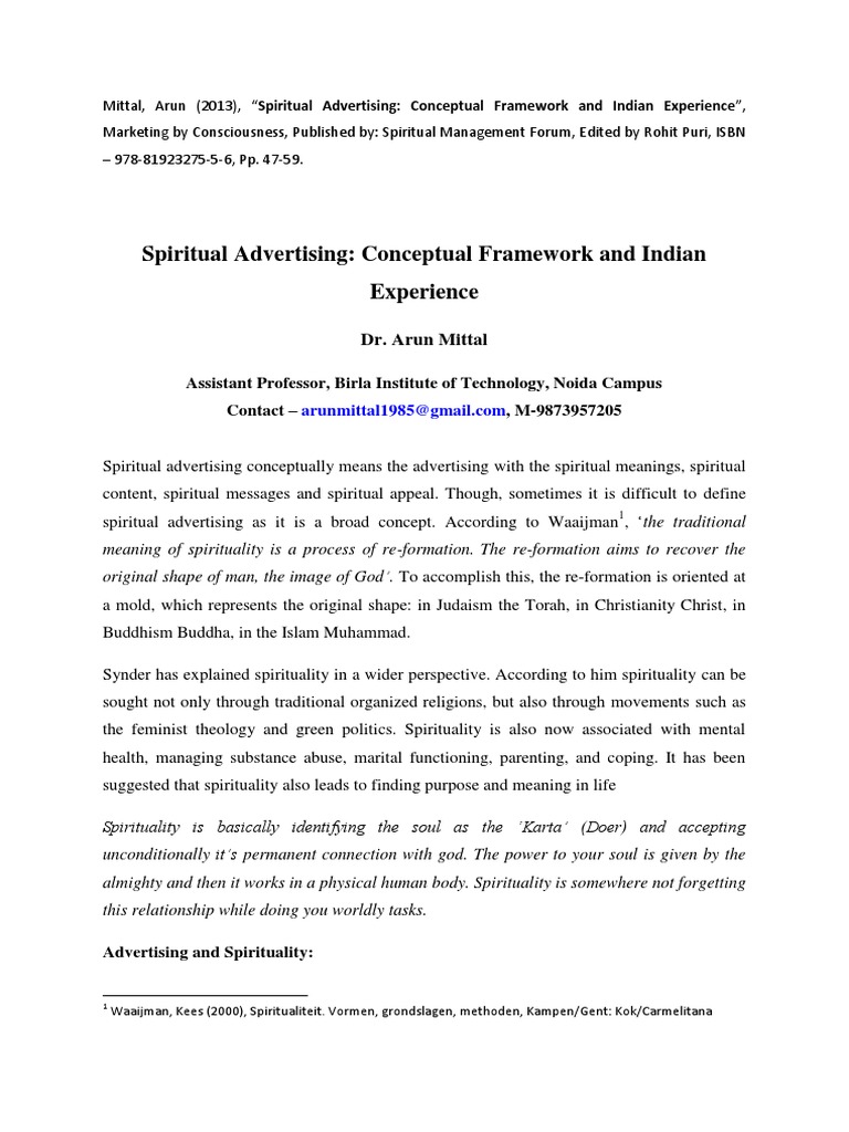 Spiritual Ads: Indian Insights | PDF | Spirituality | Soul