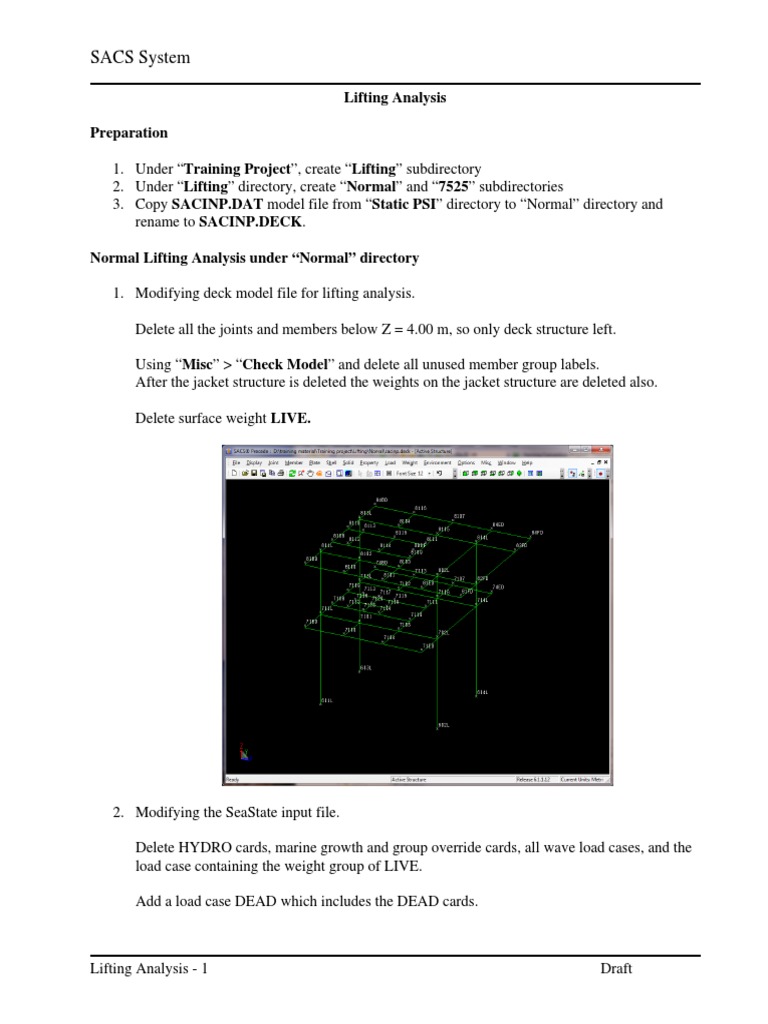 1 Lifting Analysis (SACS) | PDF | Directory (Computing) | Mechanical Engineering