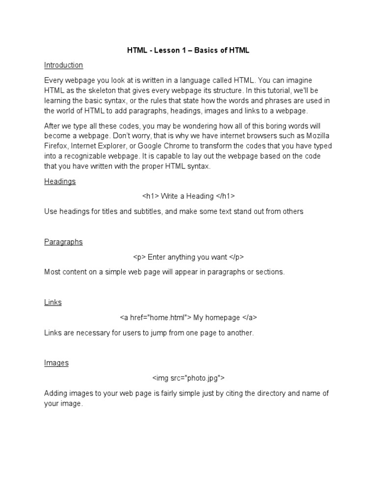 HTML Lessons | PDF | Html Element | Web Page