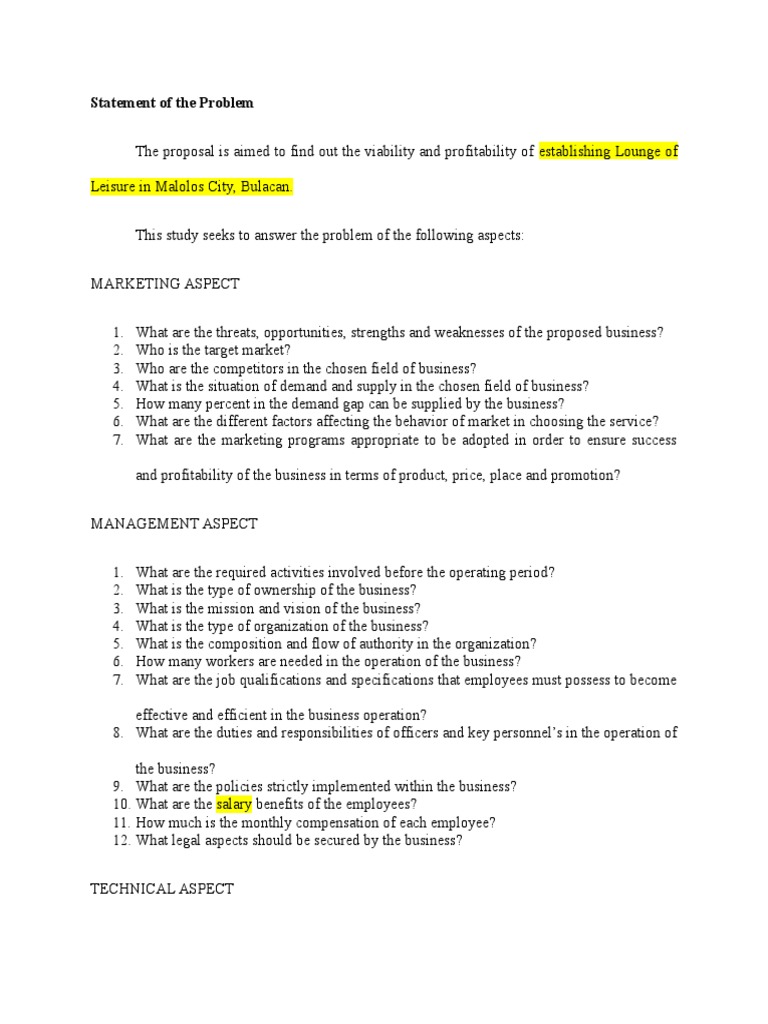 c1 Statement of The Problem, Objectives of The Study (Subject To ...