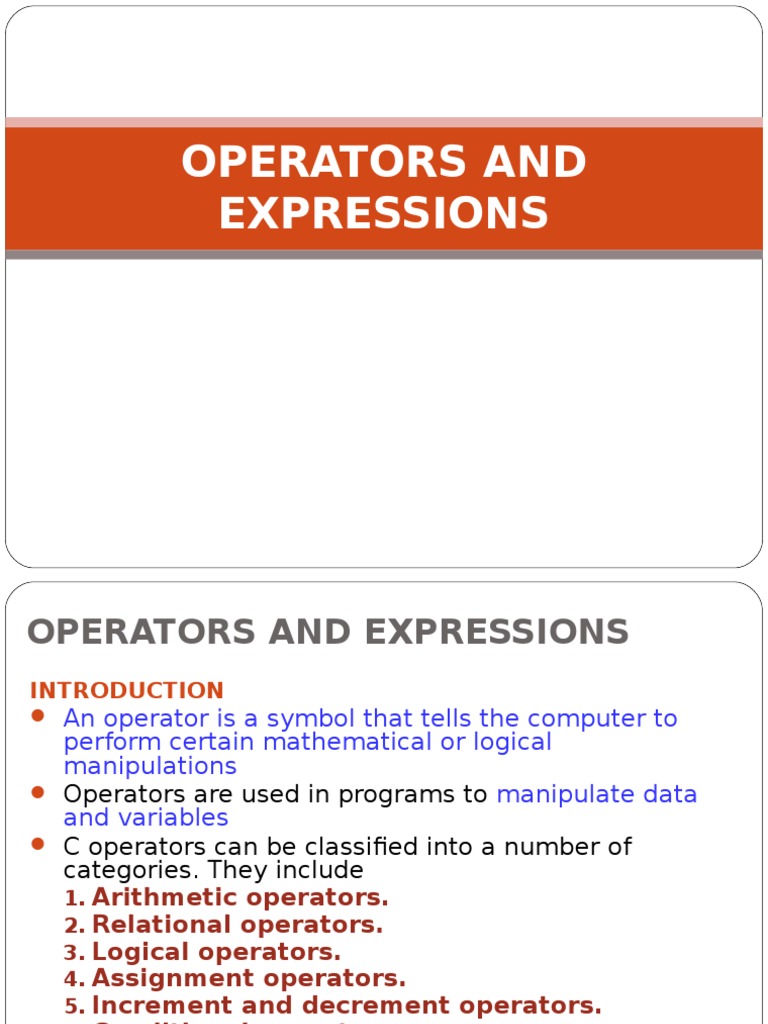C Operators and Expression Evaluation | PDF | C (Programming Language ...