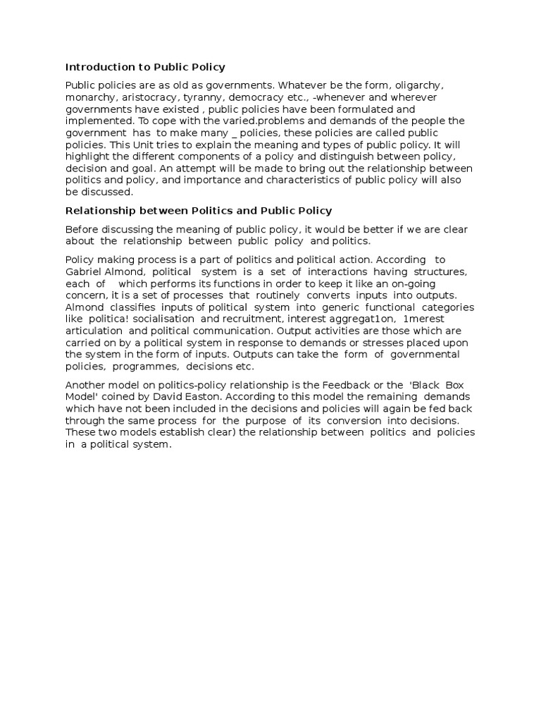 Introduction To Public Policy | PDF | Cognition | Politics (General)