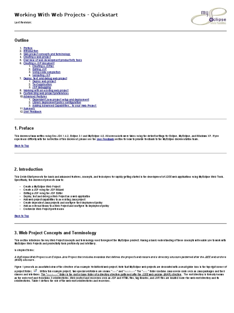 Myeclipse Web Project Quickstart Pdf Java Server Pages Java 6025
