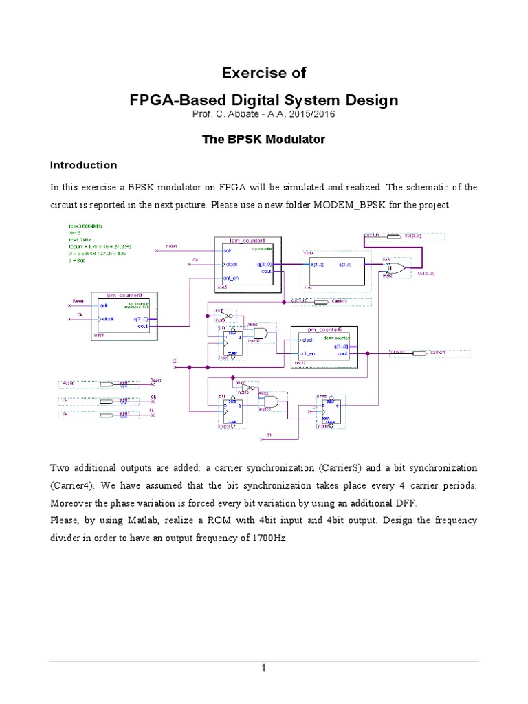 Exercise of FPGA-Based Digital System Design: The BPSK Modulator | PDF