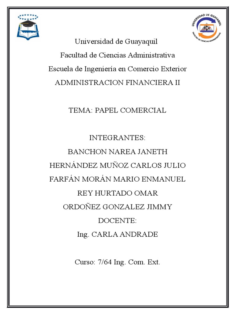 Definición y características del papel comercial | PDF | Bancos ...